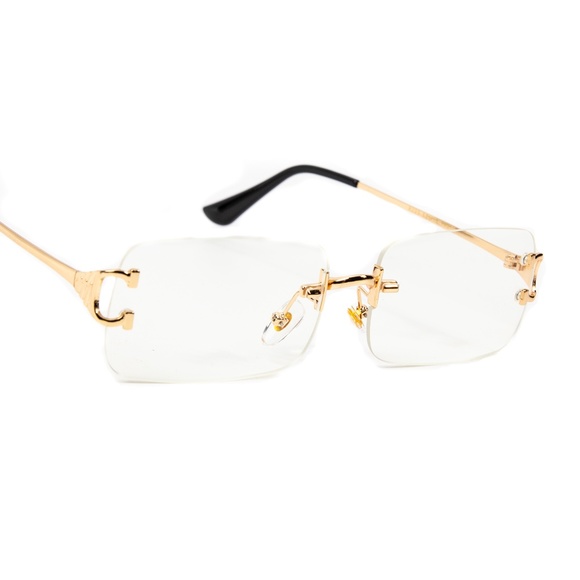 Accessories | Mens Vintage Gold Frame Clear Lens Retro Rectangular ...